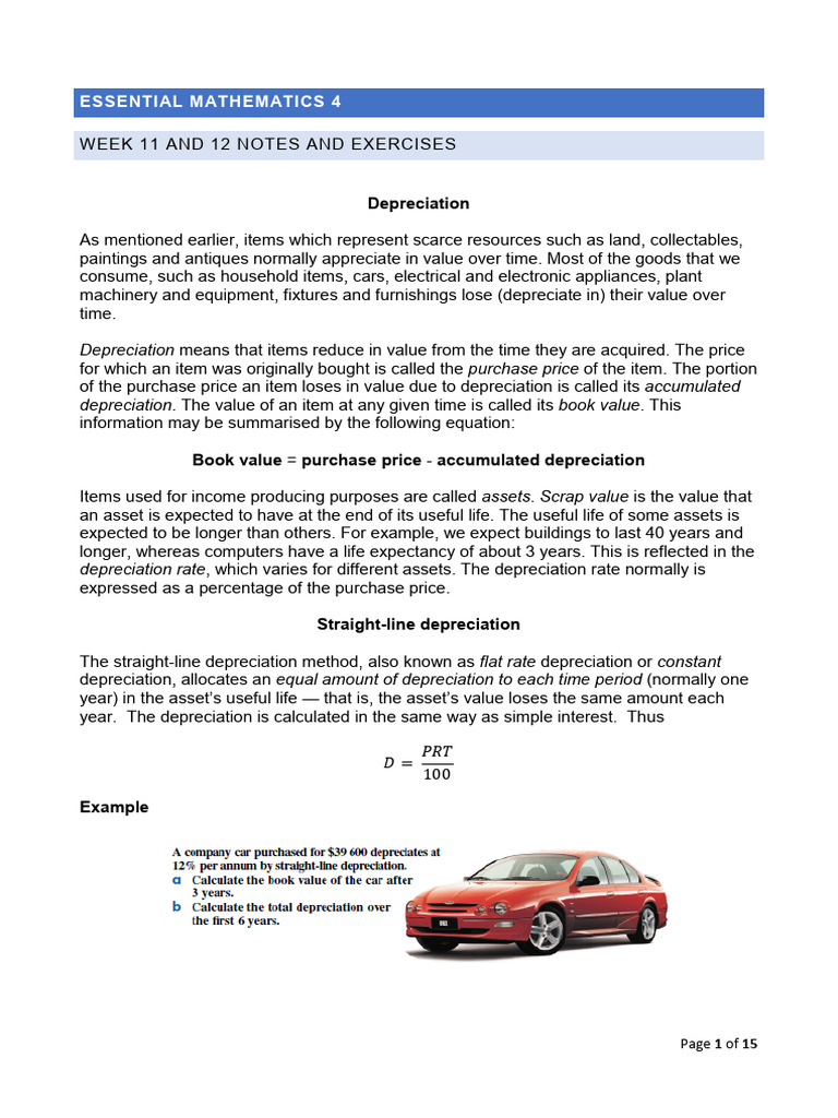 2019 Em4 Week 11 and 12 Notes and Exercises | PDF | Depreciation | Book ...