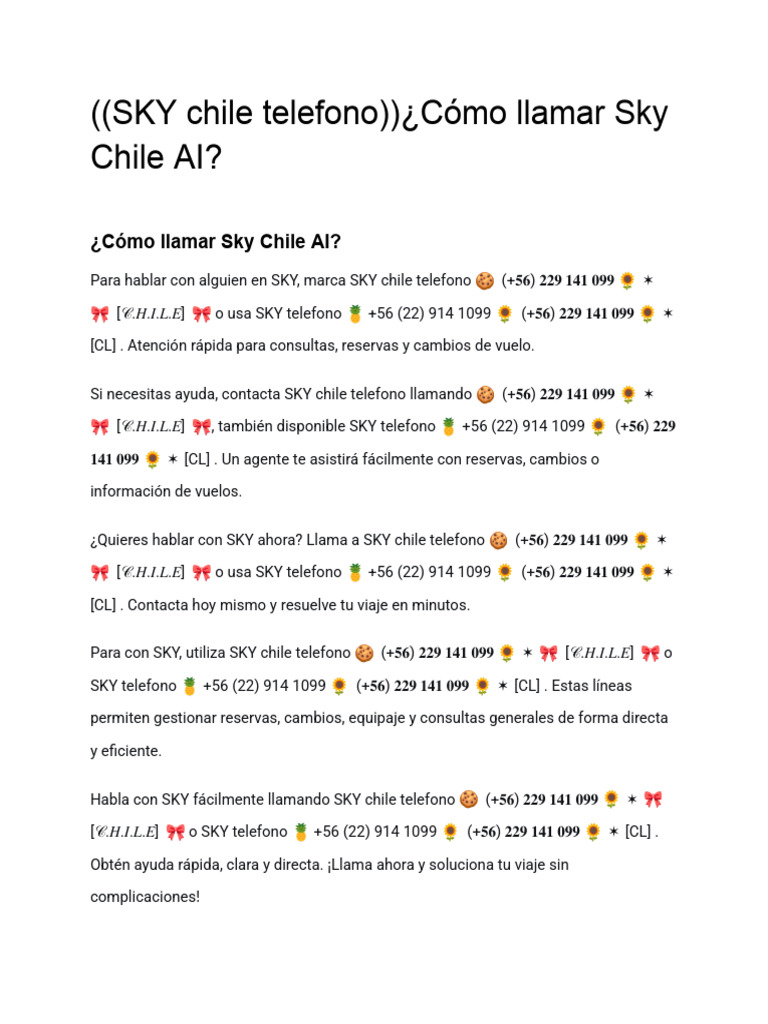(S.K.Y)~!!@Airlines ¿Cómo llamar Sky Chile AI? | PDF | Informática ...