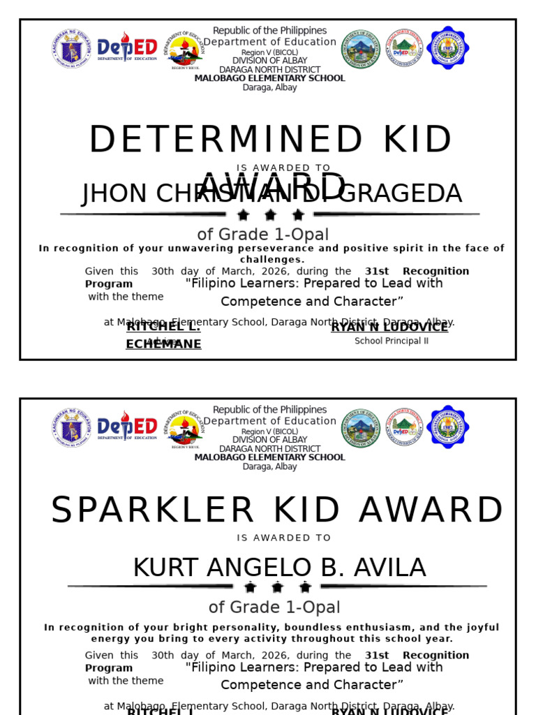 Character Awards Editable Template | PDF | Philippines