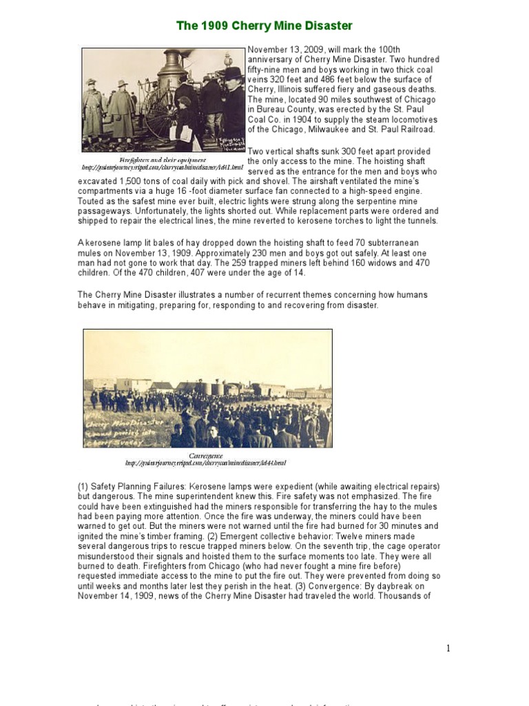 The 1909 Cherry Mine Disaster - Synopsis | PDF | Coal Mining | Economic ...