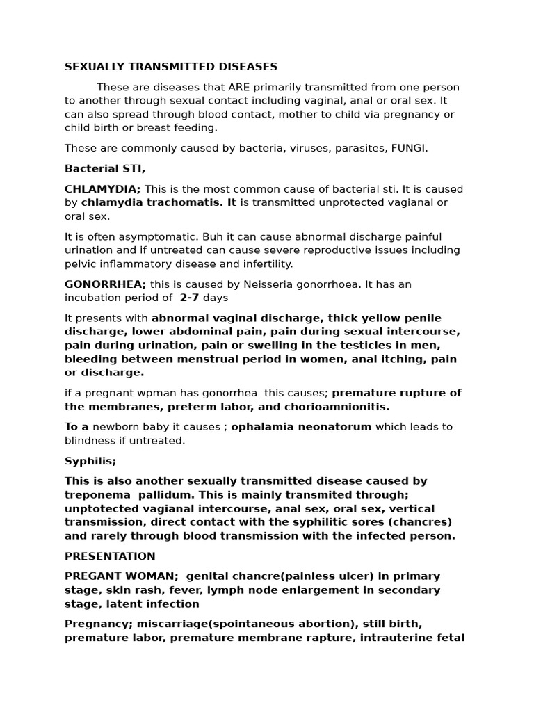 Sexually Transmitted Diseases - 105458 | PDF