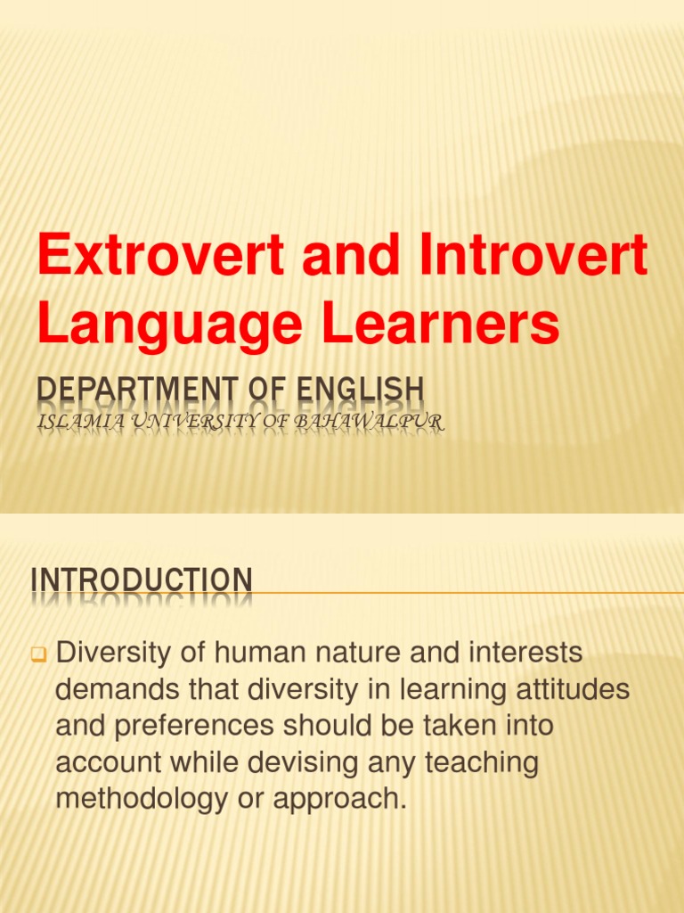 Extrovert and Introvert Learner | PDF | Extraversion And Introversion | Learning Styles