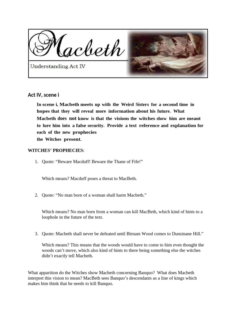 Macbeth Act IV Activity Packet Revised | PDF | Macbeth | Shakespearean ...