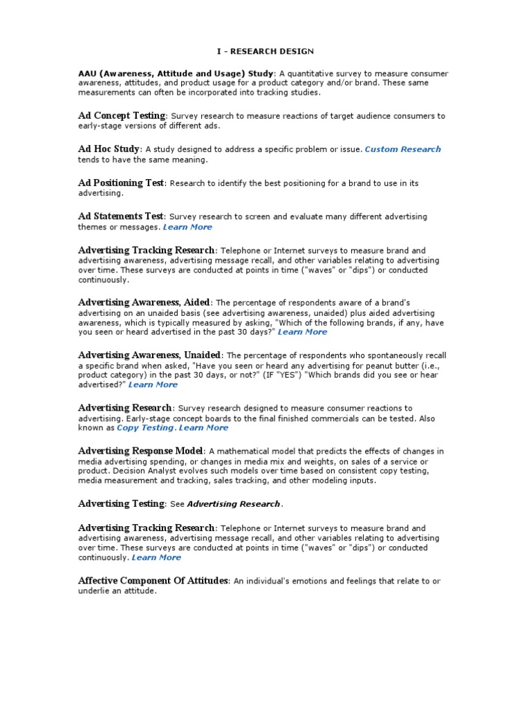 Research Design | PDF | Advertising | Survey Methodology