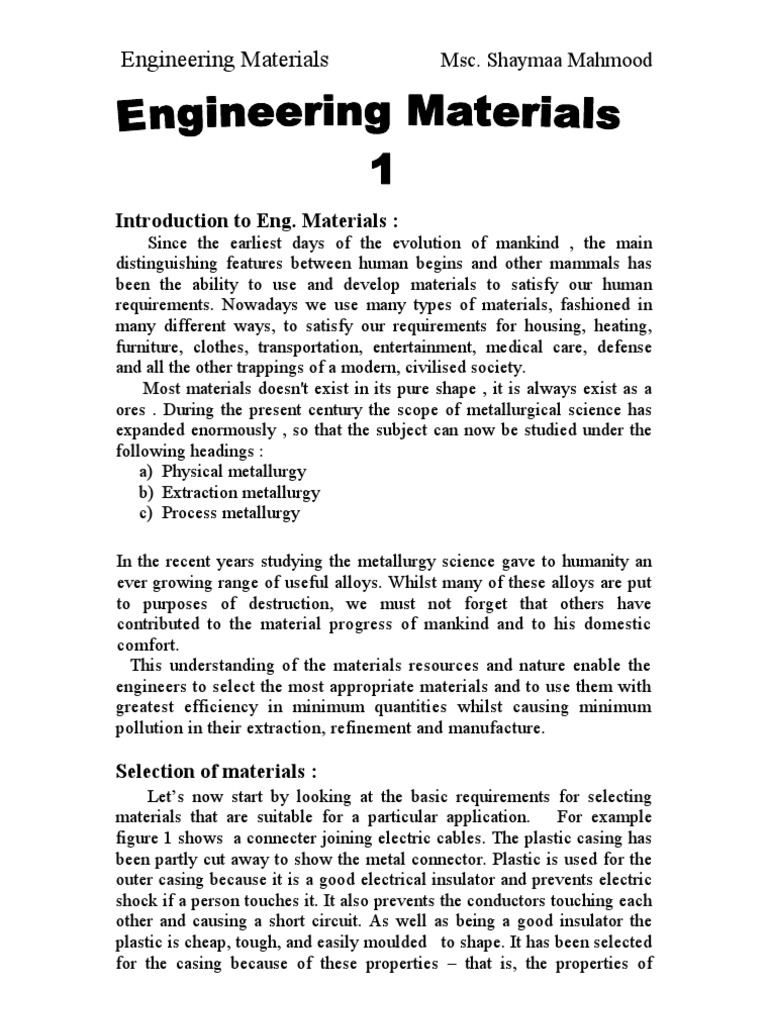 Overview of Engineering Materials | PDF | Chemical Bond | Deformation ...