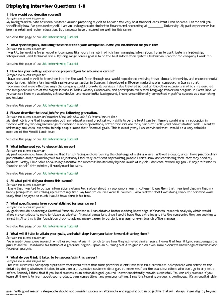 Displaying Interview Questions 1 | PDF