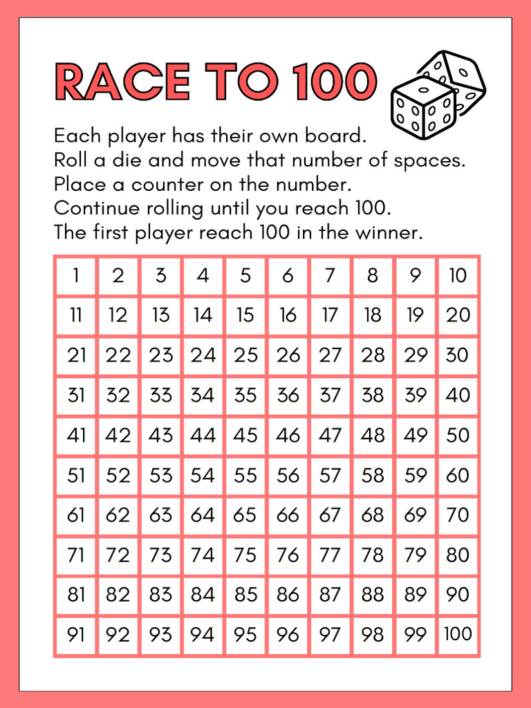 Race To 100 Mathematics Game | PDF