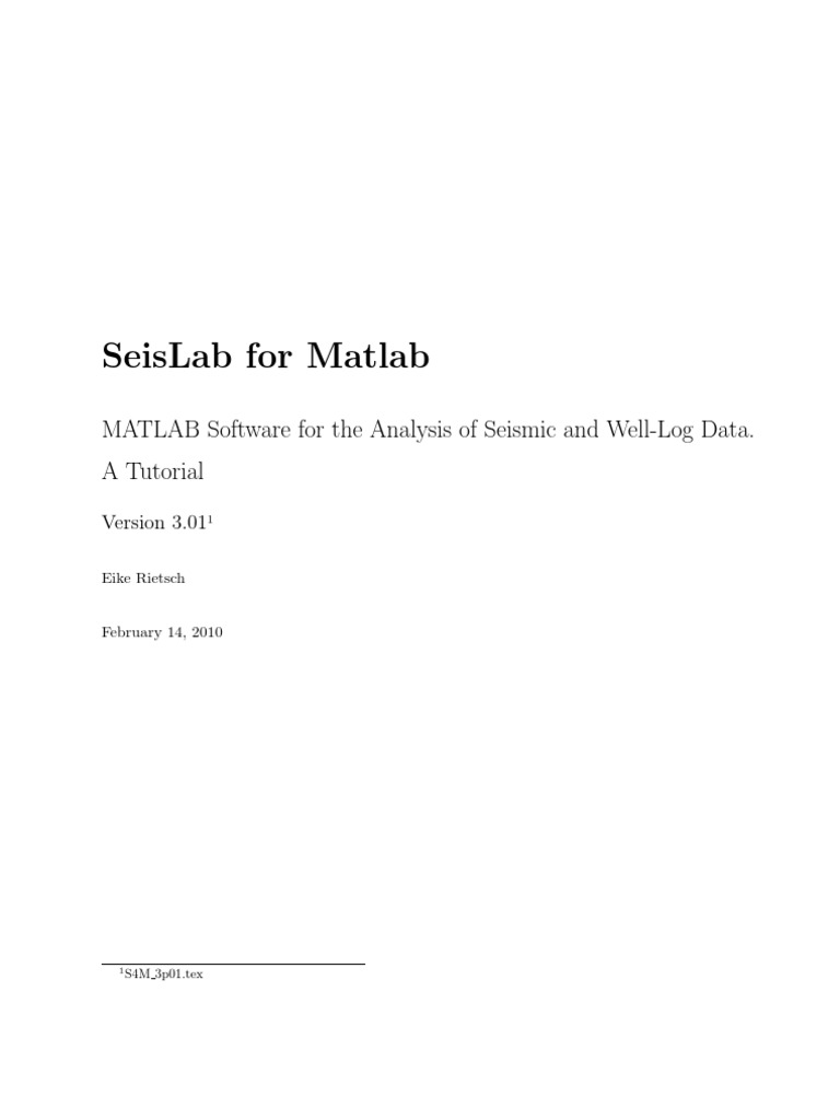 Seislab For Matlab: Matlab Software For The Analysis of Seismic and ...