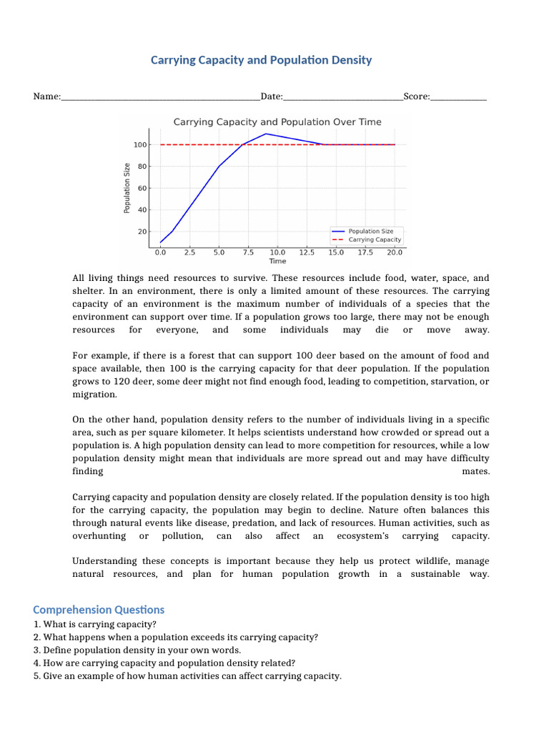 Carrying Capacity and Population Density | PDF | Natural Environment ...