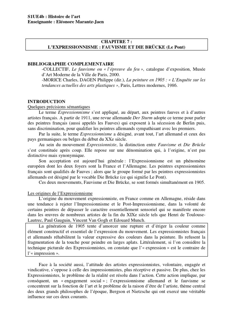 Fauvisme et Die Brücke : Couleurs en Révolte | PDF | Expressionisme | Art européen