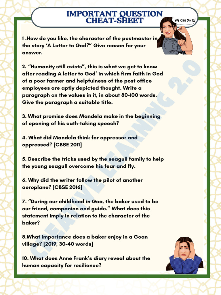 Important Question Cheat-Sheet | PDF