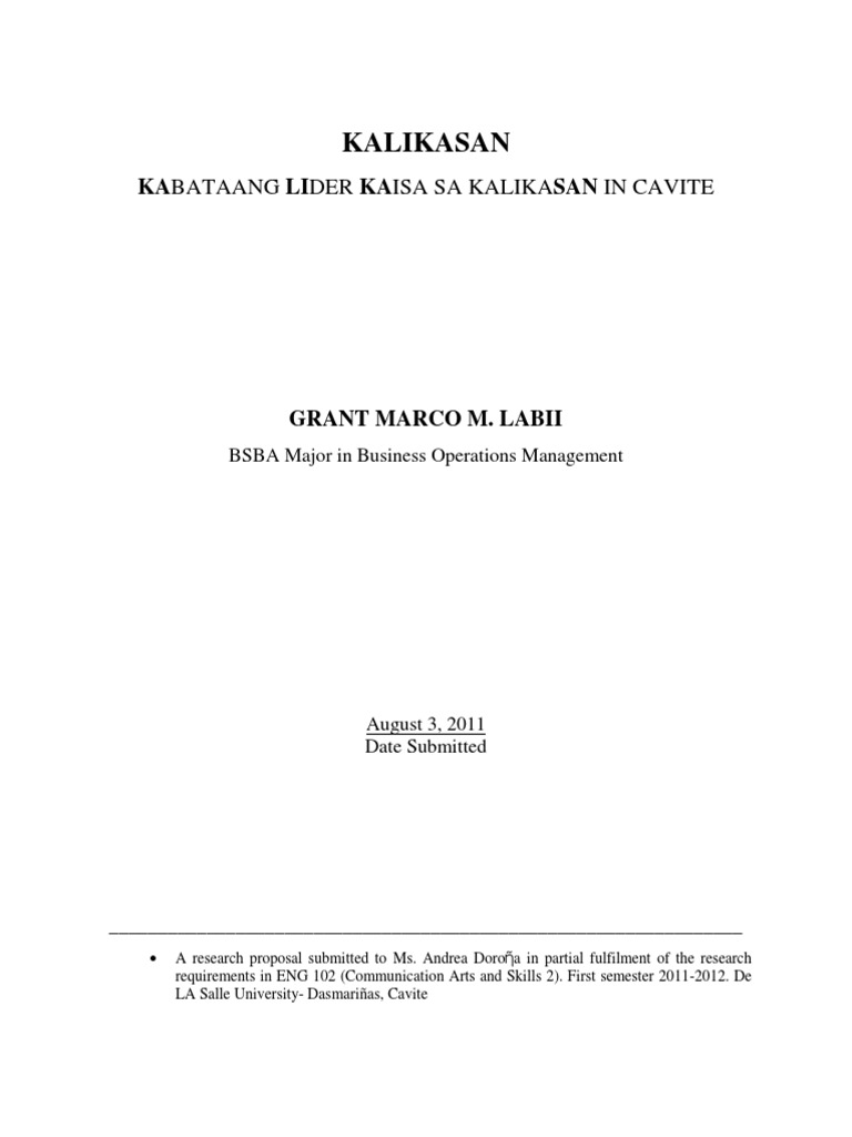 Kabataan at Kalikasan sa Cavite | PDF | Survey Methodology ...