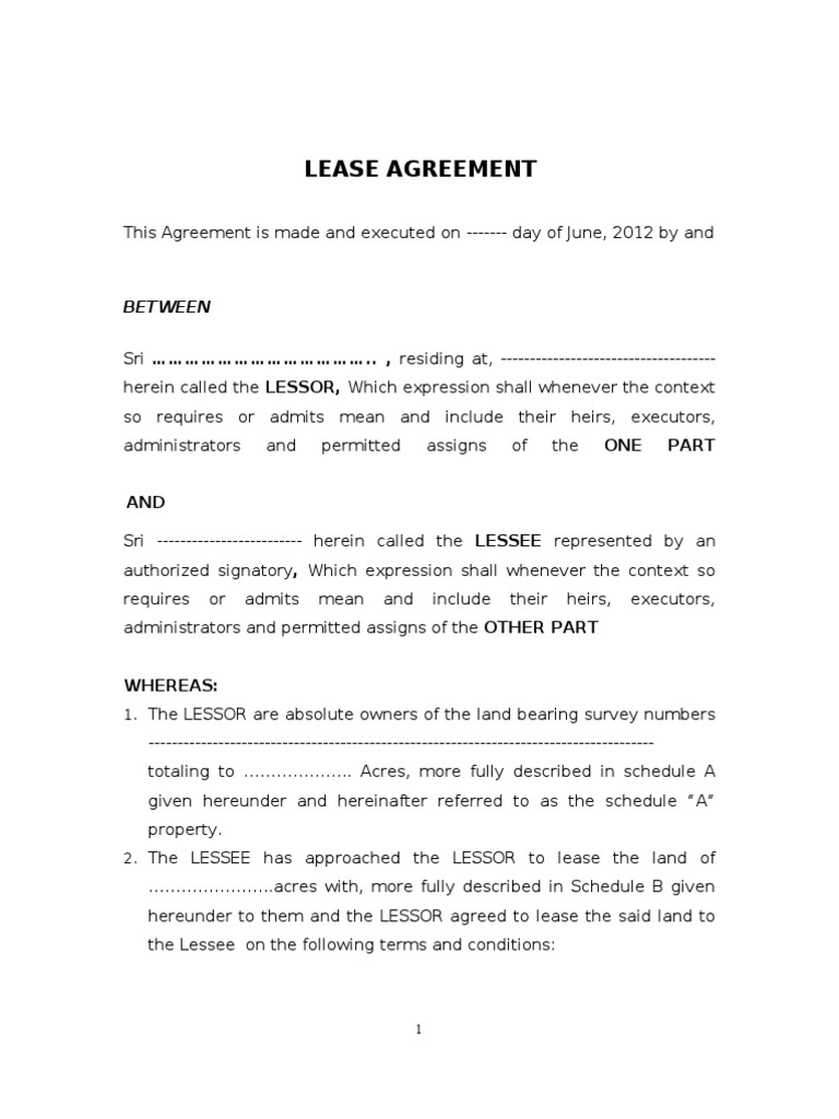 Leave License -Format of Lease Agreement (2) | Lease | Government ...