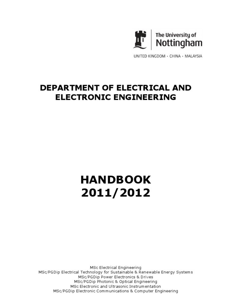 Handbook 2011/2012: Department of Electrical and Electronic Engineering ...