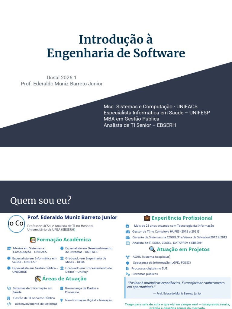 Slides - Aula 01 - Engenharia de Software - Data 09-02-2026 | PDF ...