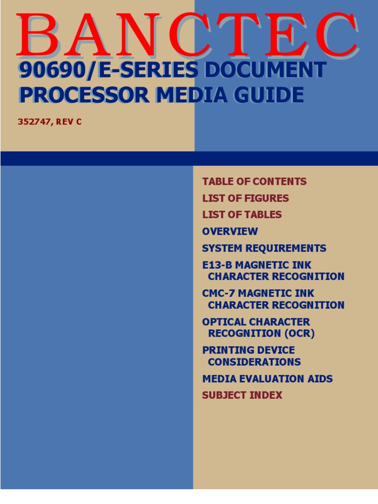 Banctec: 90690/E-Series Document Processor Media Guide | PDF | Optical ...