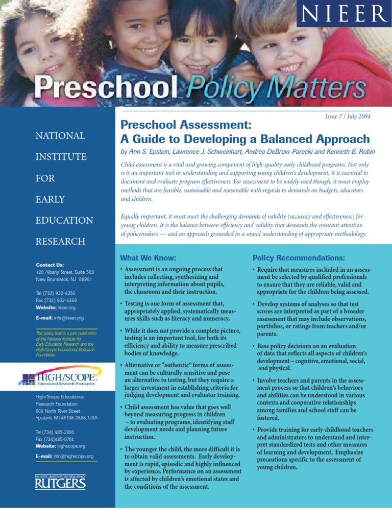 Preschool Assessment: A Guide To Developing A Balanced Approach | PDF ...