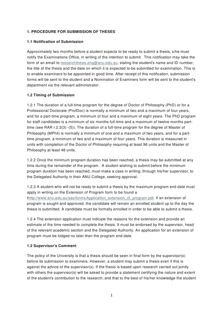 Thesis Submission Requirements | PDF | Thesis | Doctor Of Philosophy