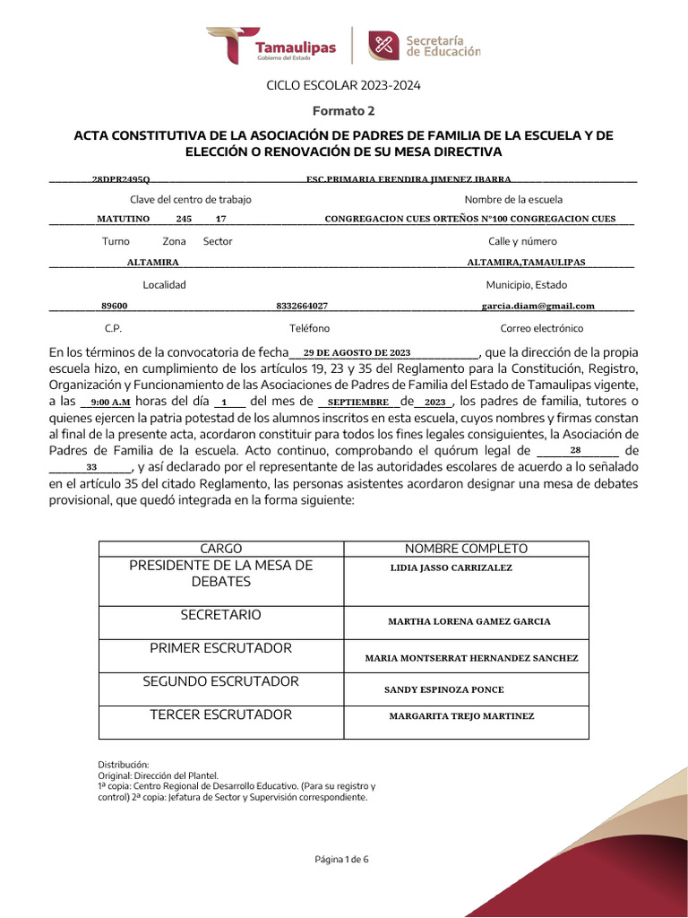 3 Formato Acta Constitutiva Apf - 2023 2024 MODIFICADO | PDF