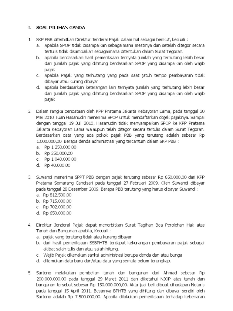 Soal Penghitungan Sanksi Dan Pengurangan PBB Dan BPHTB | PDF