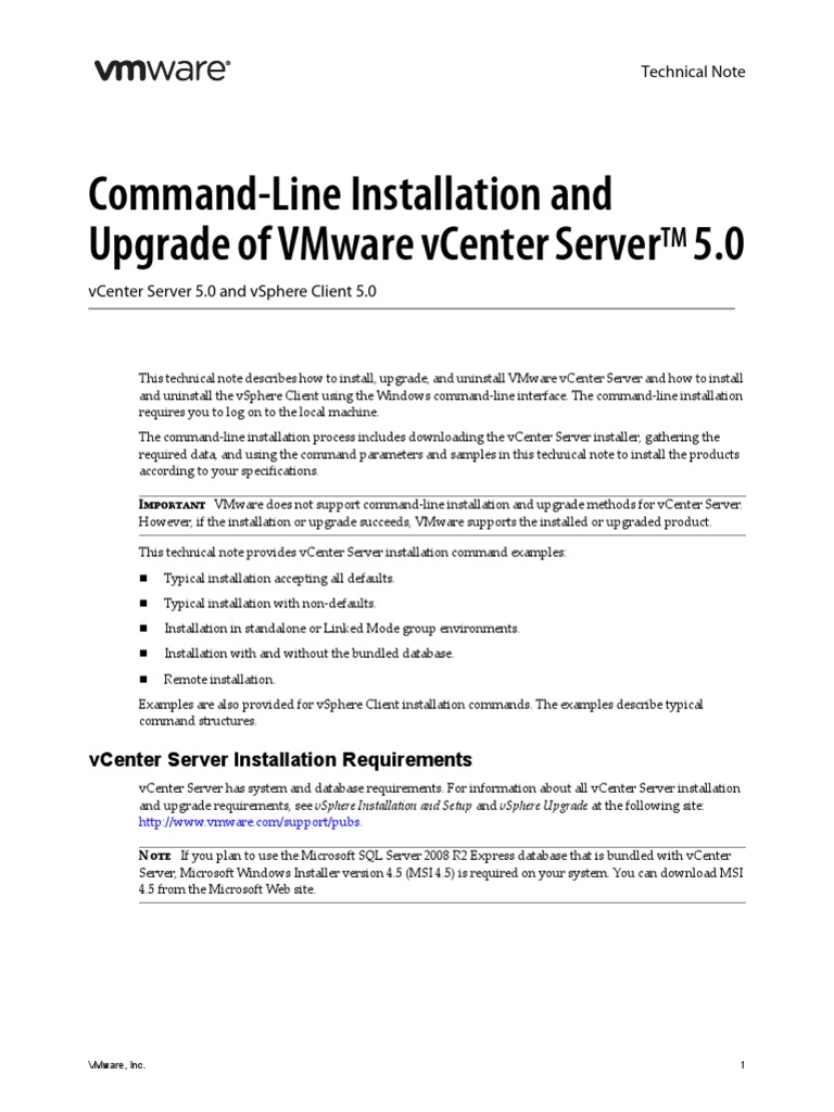 VSP 50 Vcserver Cmdline Install | PDF | Installation (Computer Programs) | Command Line Interface