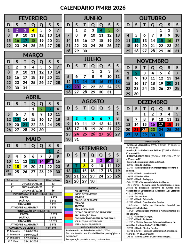 Calendário PMRB 2026 | PDF