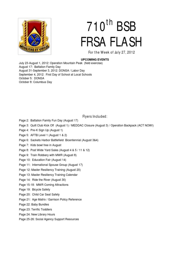 710 BSB Frsa Flash: For The Week of July 27, 2012 | PDF | Armed ...
