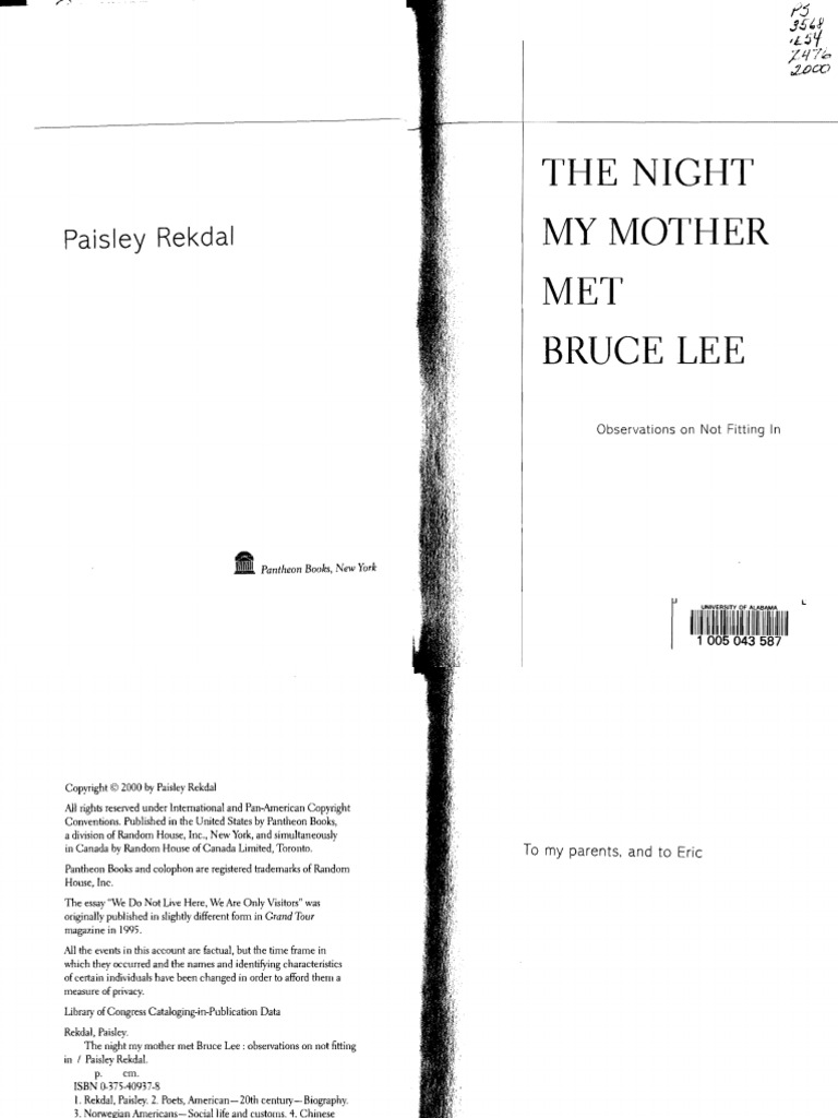 The Night My Mother Met Bruce Lee by Paisley Rekdal | PDF