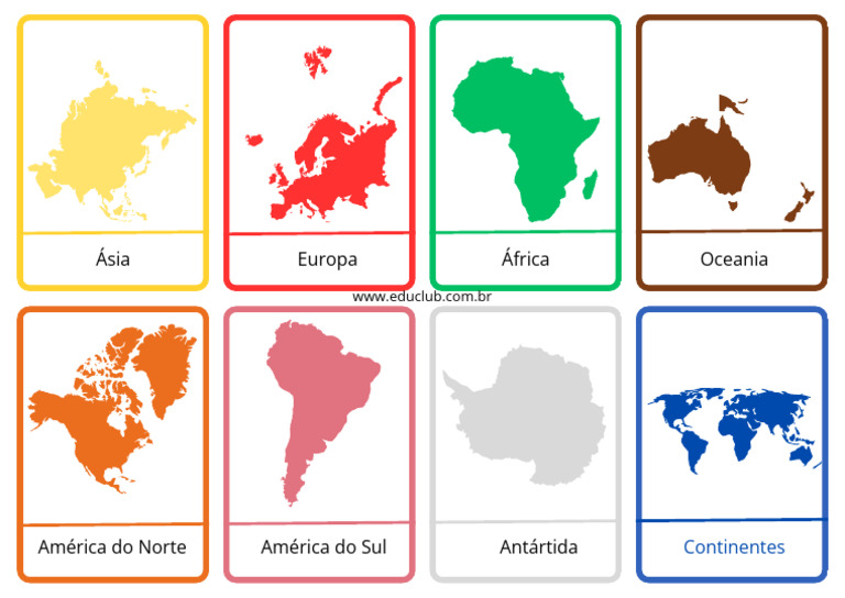 Cartões de Três Partes Dos Continentes | PDF