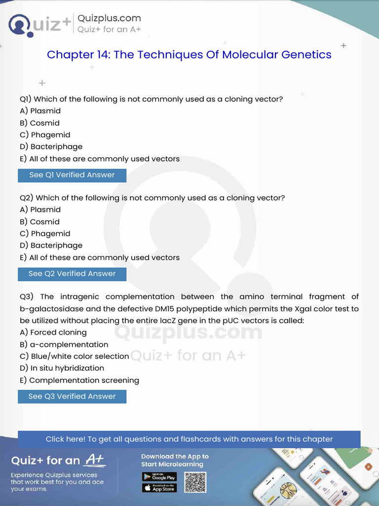Which of the Following is Not Commonly Used as a Cloning Vector | PDF ...