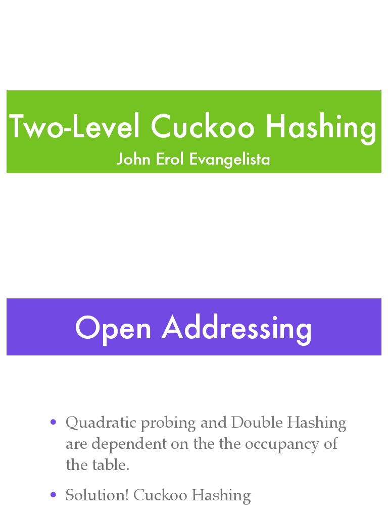 Two-Level Cuckoo Hashing: John Erol Evangelista | PDF | Array Data ...