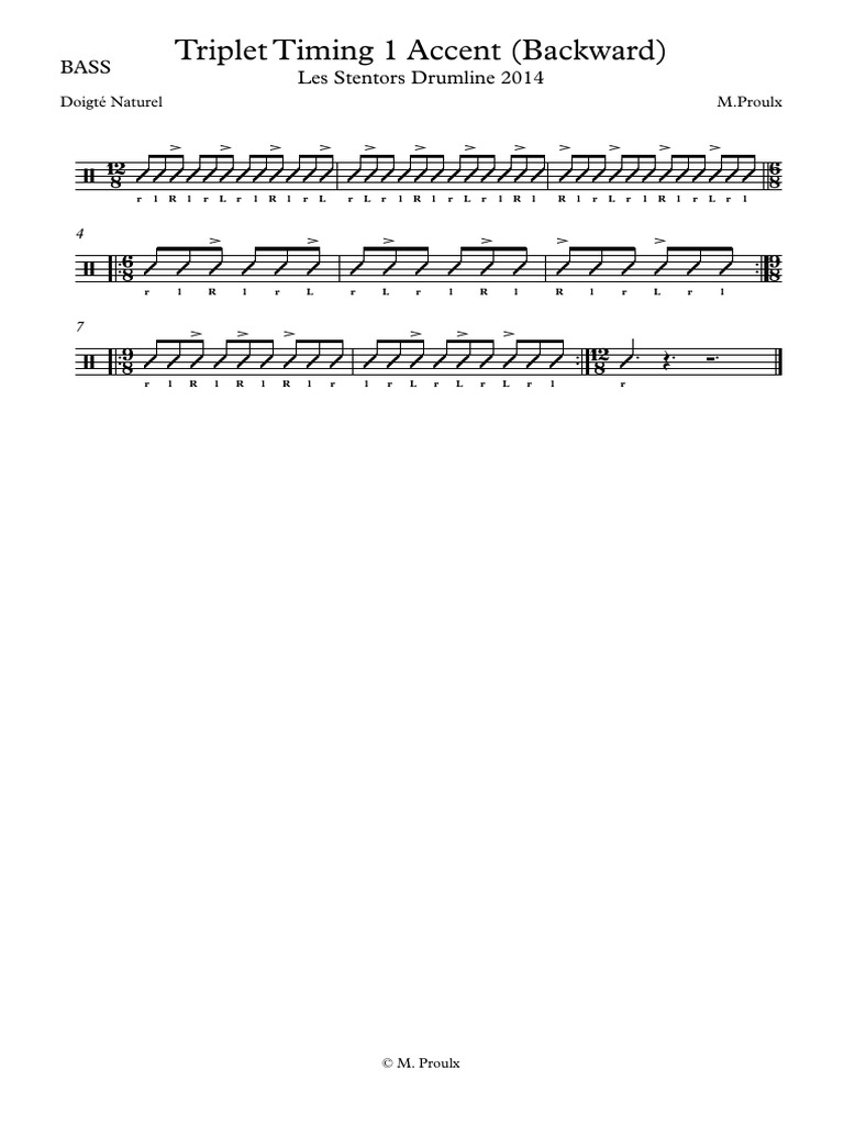 18 - Triplet Timing 1 Accent (Backward) - Bass | PDF