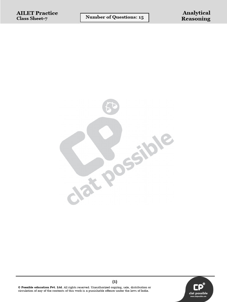 AILET Practice Class Sheet-7 (AR) - Ques. | PDF | Chess Openings ...