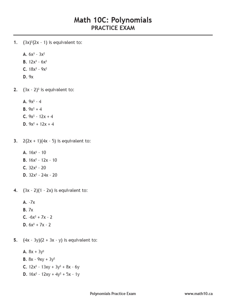 Polynomials Practice Questions | PDF | Factorization | Chess