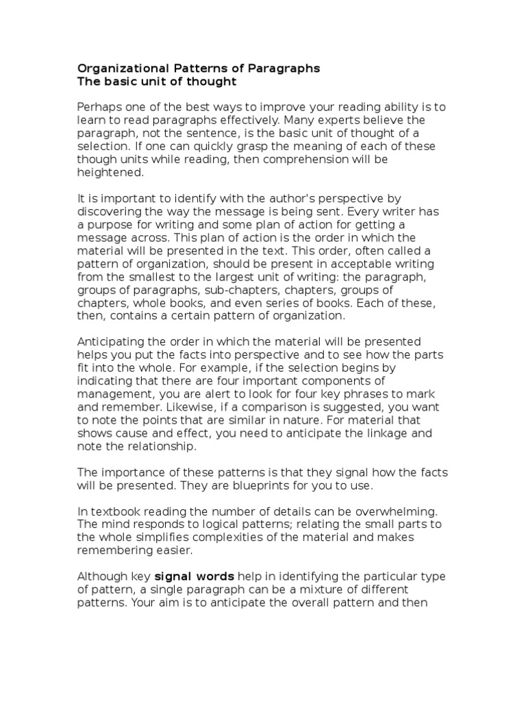 Understanding Paragraph Organization | PDF | Reading Comprehension ...