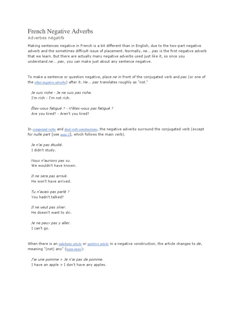 French Negative Adverbs | Grammatical Conjugation | Language Mechanics