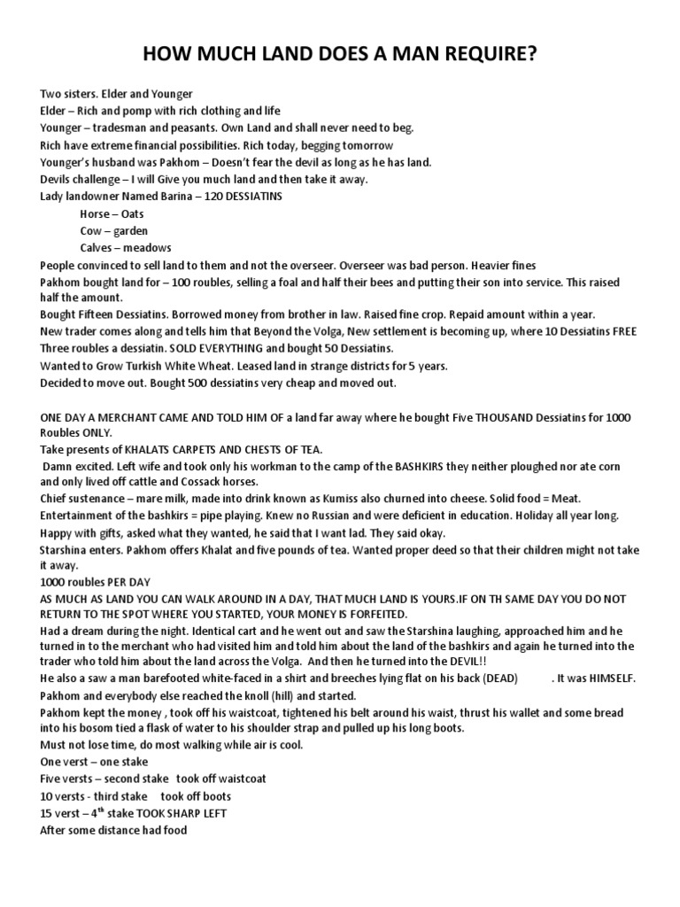 How Much Land Does A Man Require | PDF | Agriculture