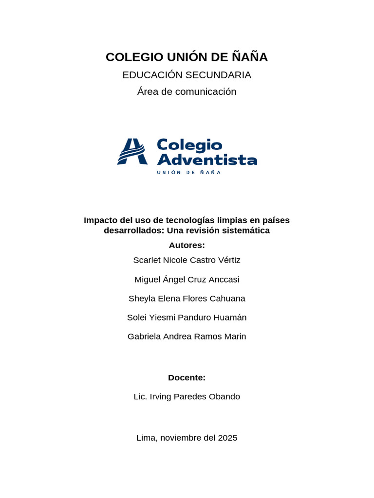 Artículo de Revisión - Energías Limpias - 5to David | PDF | Energía ...