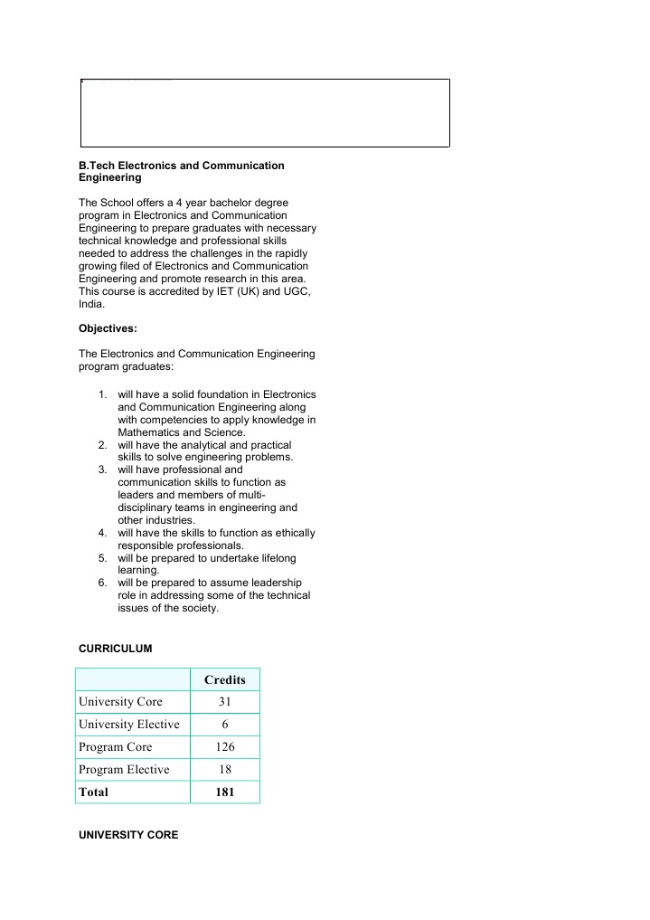 B.Tech Electronics and Communication Engineering: Credits | PDF ...