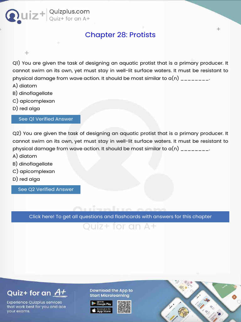 You Are Given The Task of Designing An Aquatic Protist That Is A ...