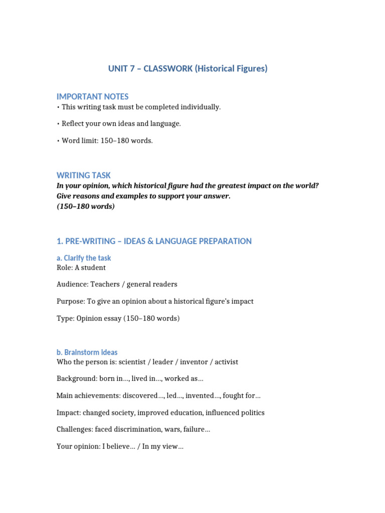 GE8 Unit7 Writing Task Historical Figures | PDF | Reason | Wolfgang ...