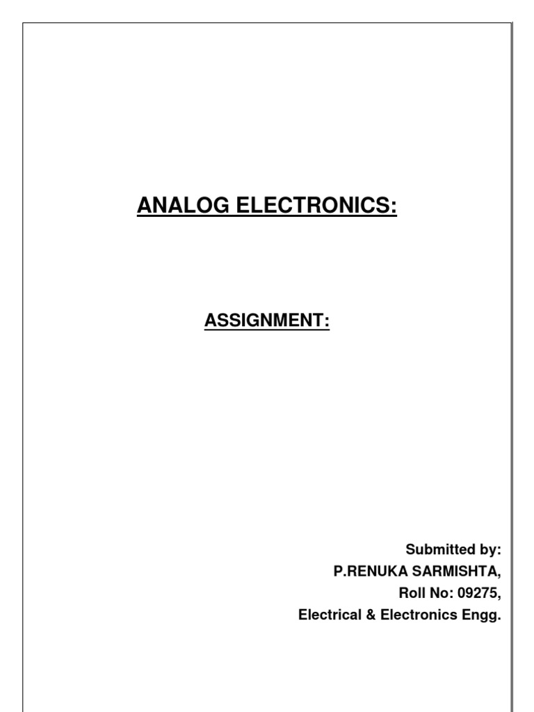 Analog Electronics:: Assignment | Download Free PDF | Amplifier | Transistor