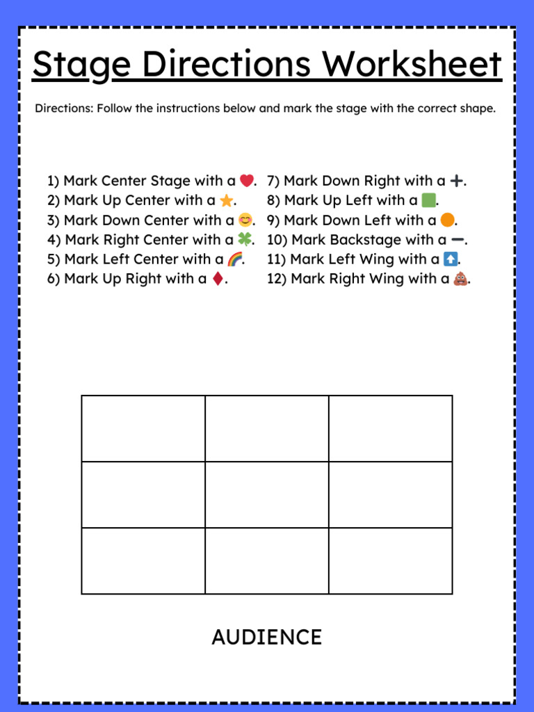 Stage Directions Worksheet: Audience | PDF