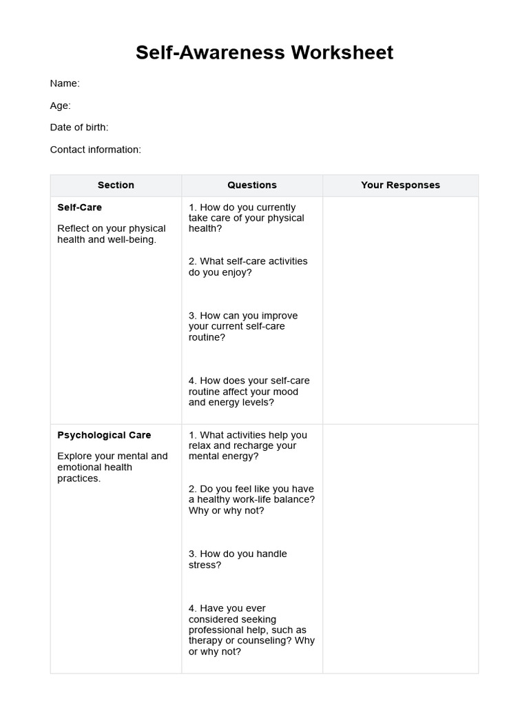 Self-Awareness-worksheet 240220 144925 | PDF | Emotions | Mental Health