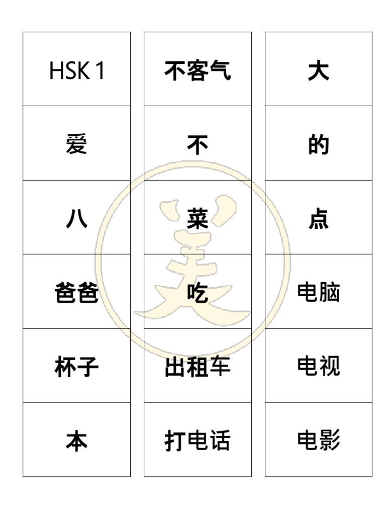 Flashcard HSK 1 | PDF