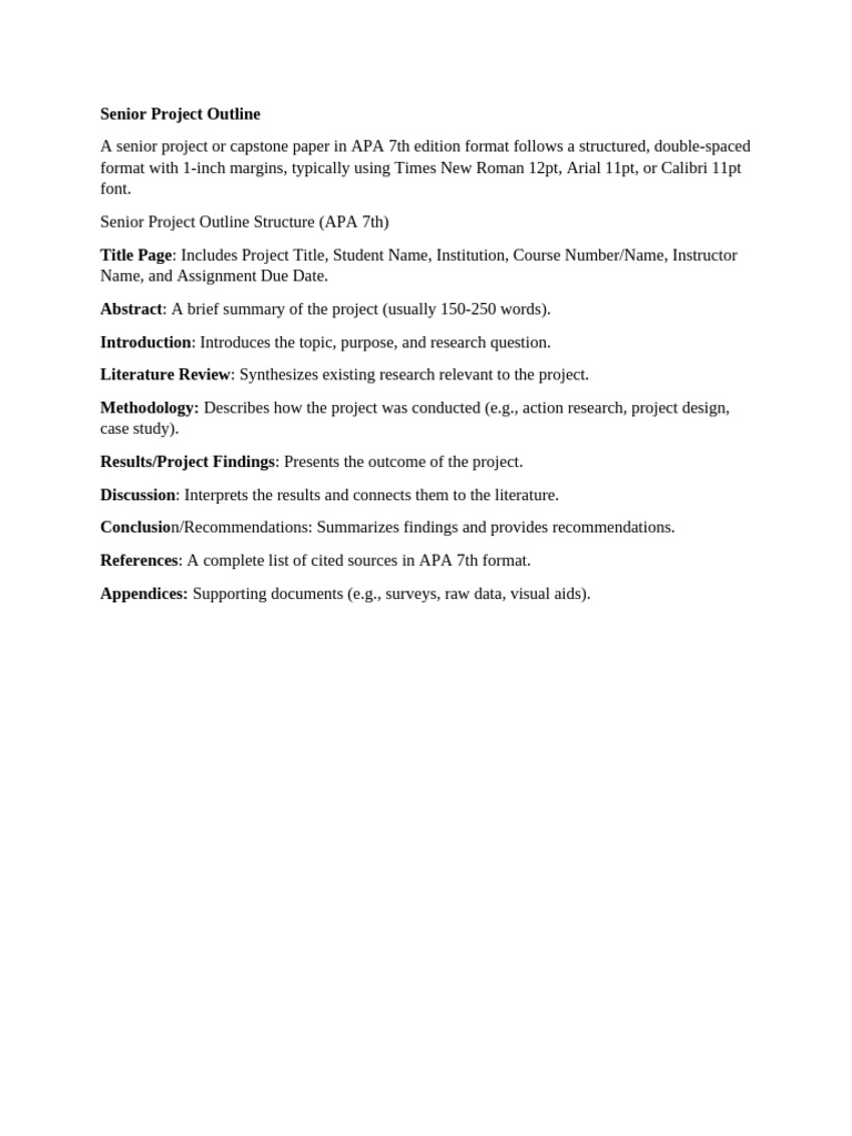 Senior Project Outline | PDF