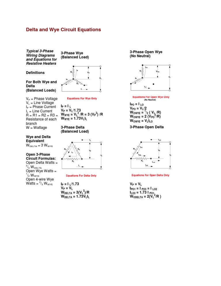 Delta and Wye Circuit Equations | PDF
