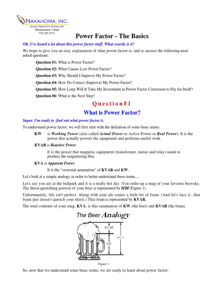 Power Factor - The Basics: Analogy | Download Free PDF | Ac Power ...
