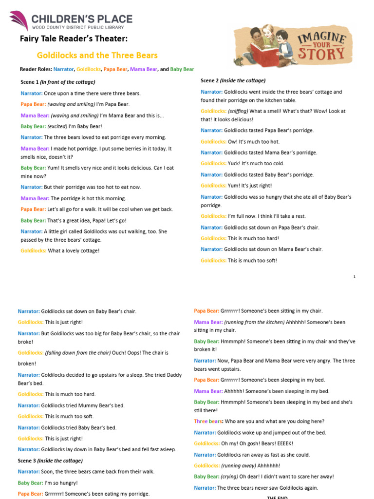 Goldilocks Readers Theatre 1 | PDF | Goldilocks And The Three Bears ...