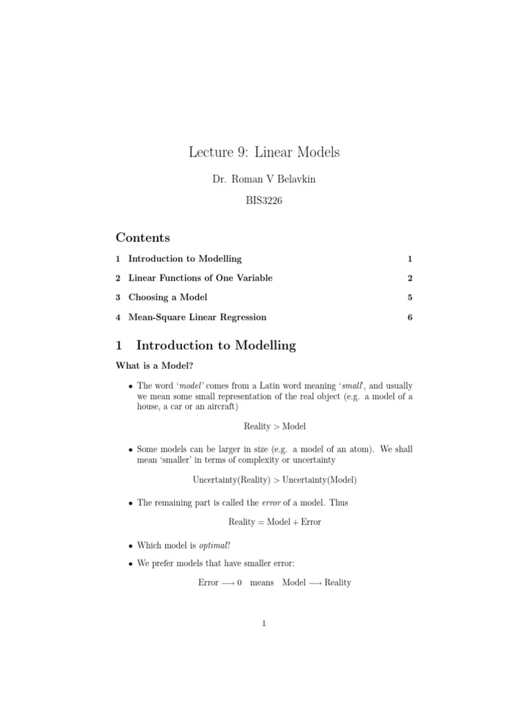 Tutorial 05 - Linear Models | PDF | Linear Regression | Errors And ...